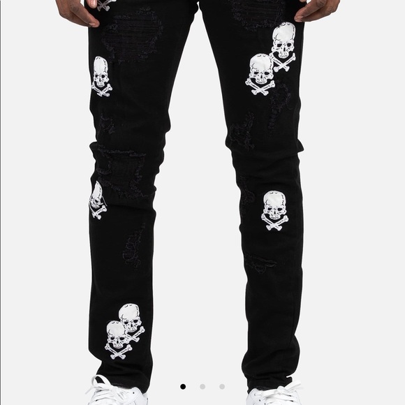 preme | Jeans | Mens Preme Distressed Skull Black Jeans | Poshmark